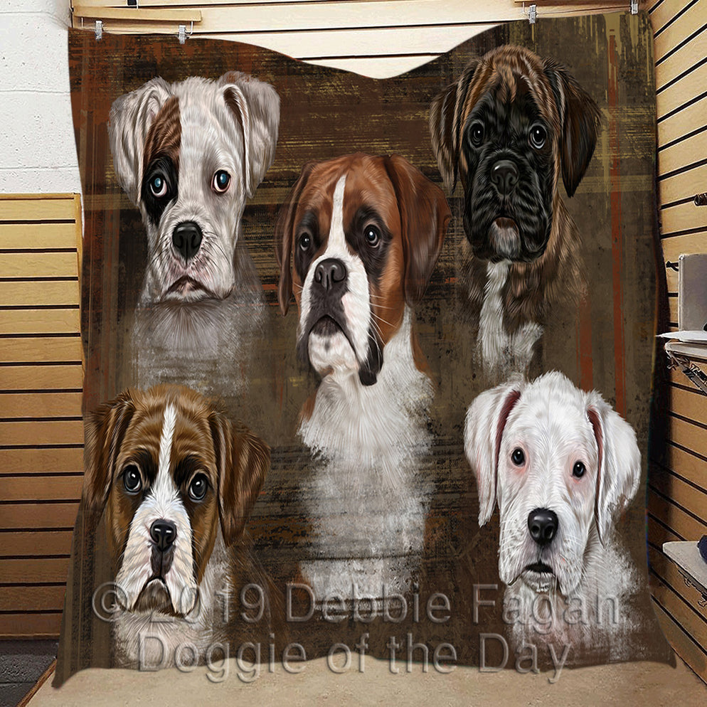 Rustic Boxer Dogs Quilt