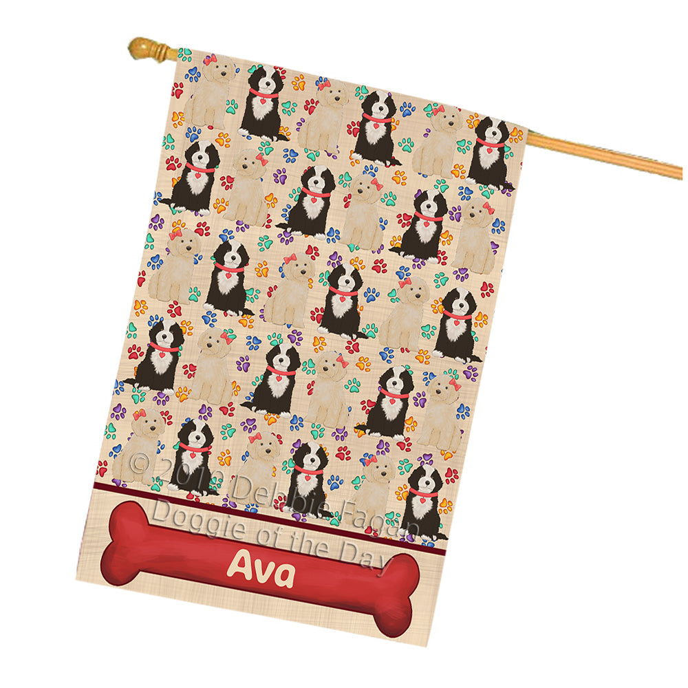 Rainbow Paw Print Cockapoo Dogs House Flag FLG65301