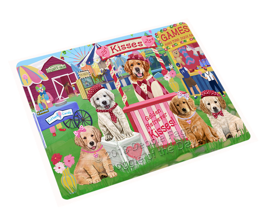 Carnival Kissing Booth Golden Retrievers Dog Cutting Board C72642
