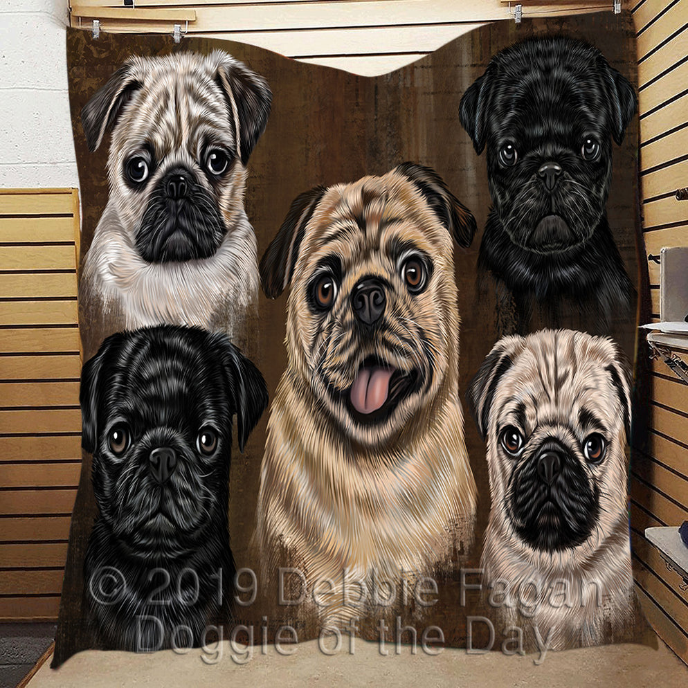 Rustic Pug Dogs Quilt