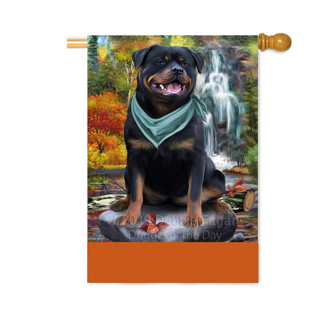 Personalized Scenic Waterfall Rottweiler Dog Custom House Flag FLG-DOT