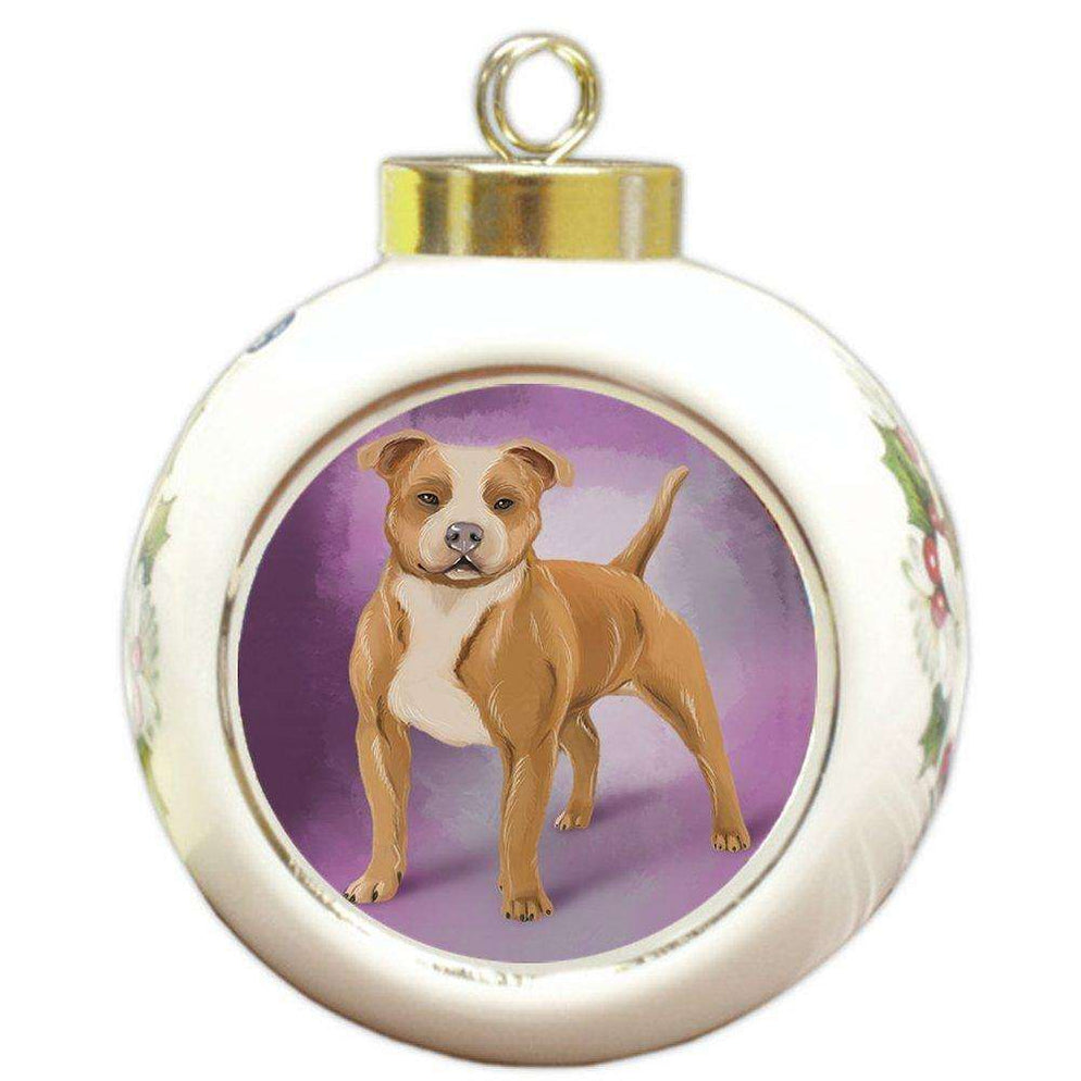 American Staffordshire Dog Round Ball Christmas Ornament