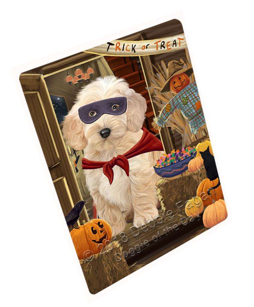 Enter at Own Risk Trick or Treat Halloween Cockapoo Dog Cutting Board
