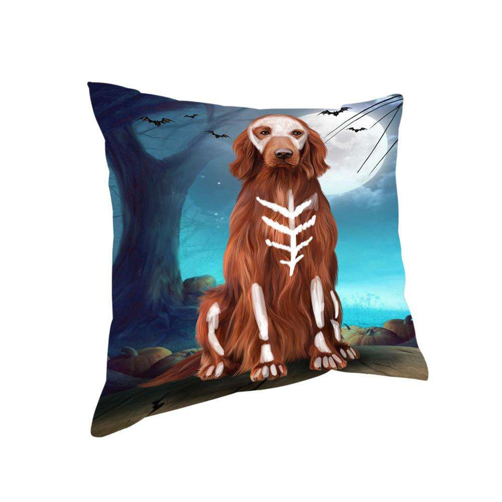 Happy Halloween Trick or Treat Irish Setter Dog Skeleton Pillow PIL663