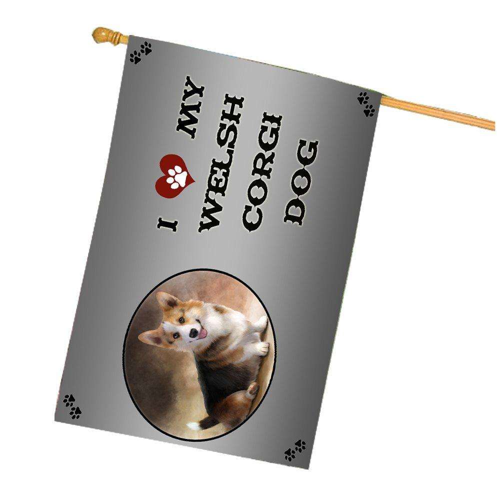 I love My Welsh Corgi Dog House Flag